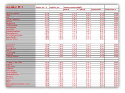 Vorlage für Ihren Haushaltsplaner 2012
