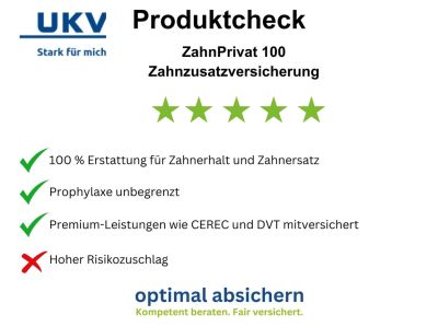Produktcheck UKV Zahnzusatzversicherung ZahnPrivat 100